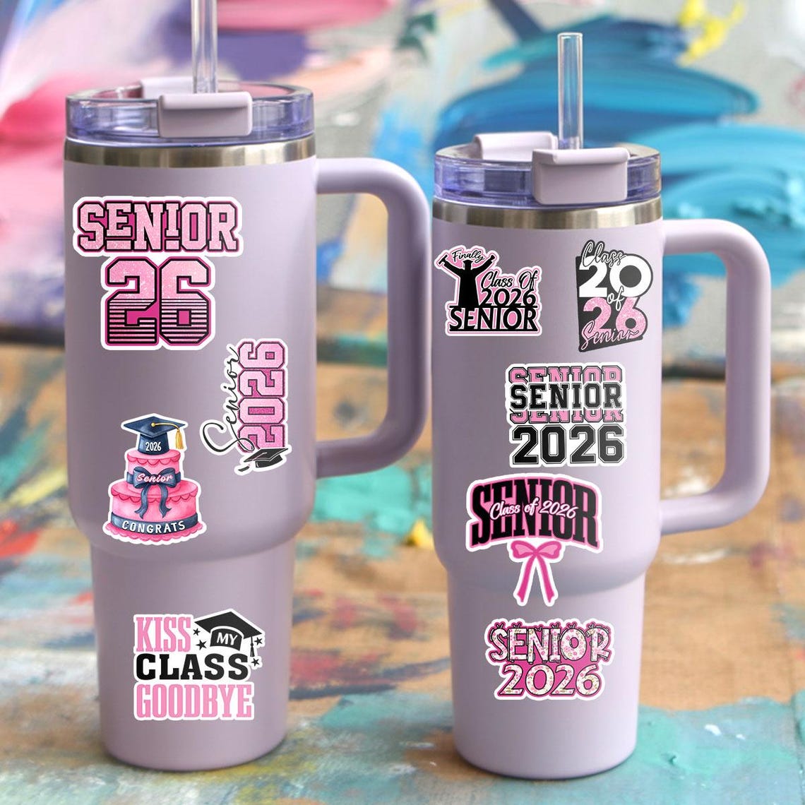 COMBO 10 PCS Class of 2026 Senior Stickers | Pink Theme Vinyl Senior ...