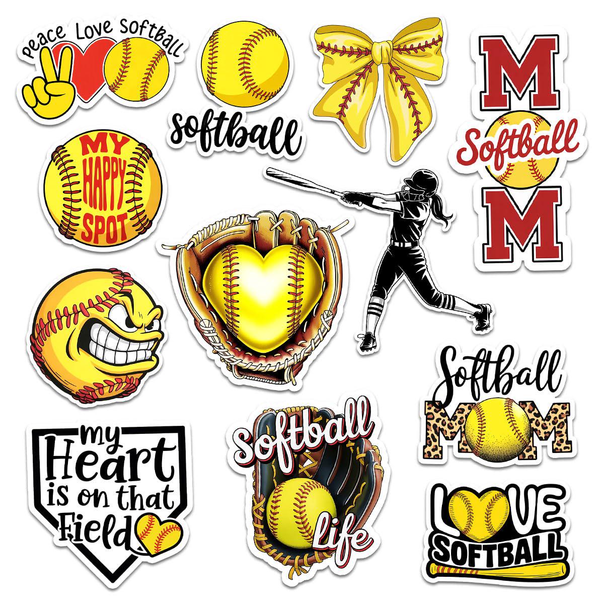 COMBO 12 PCS Softball Stickers Pack for Players, Girls & Players – Cute ...