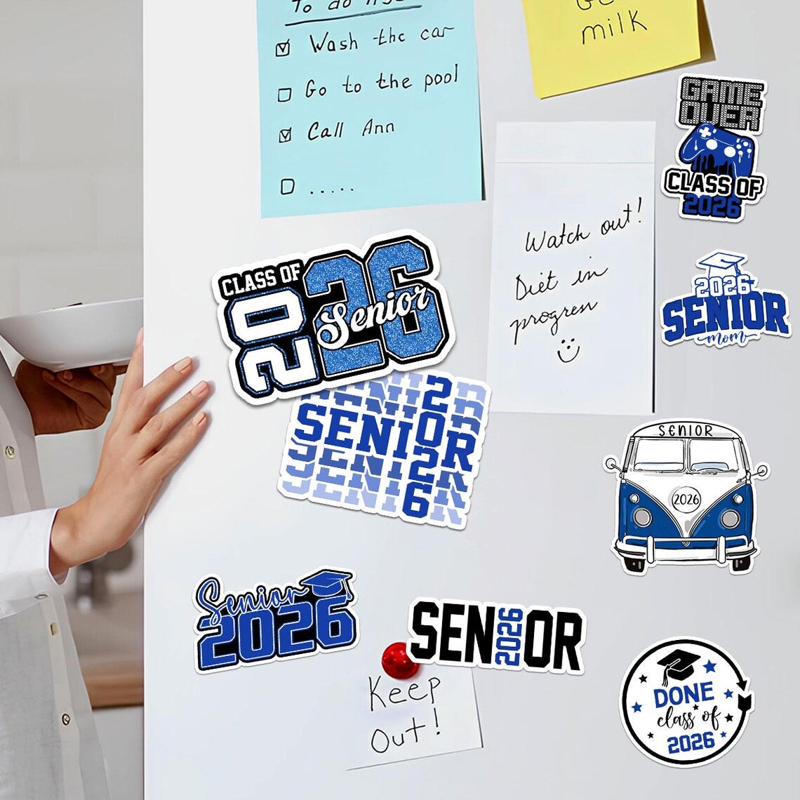 COMBO 10 PCS Class of 2026 Senior Stickers, Blue & White Theme Vinyl ...