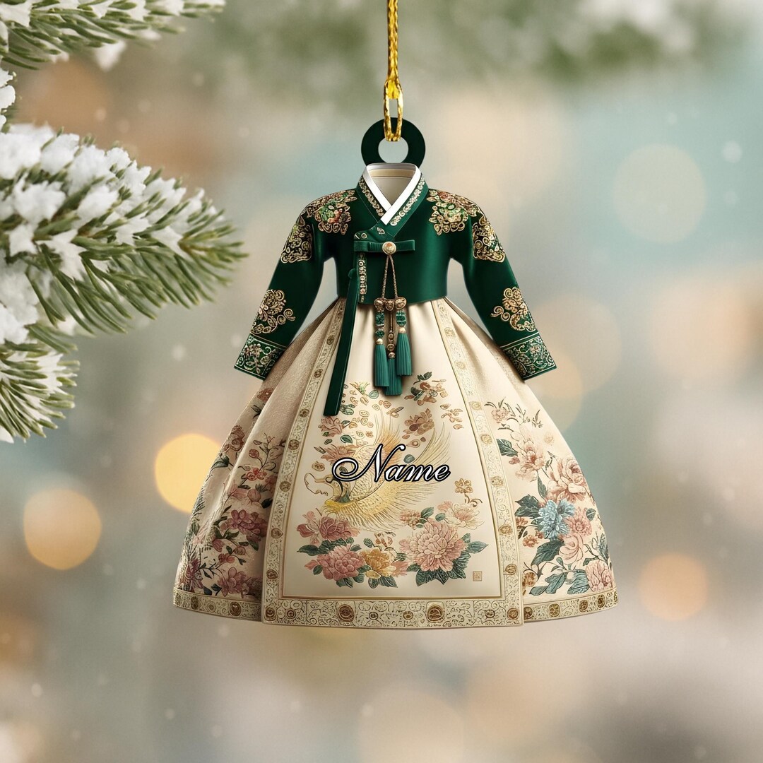 Personalized Korean Hanbok Dress Acrylic Ornament, Custom 2D Flat ...