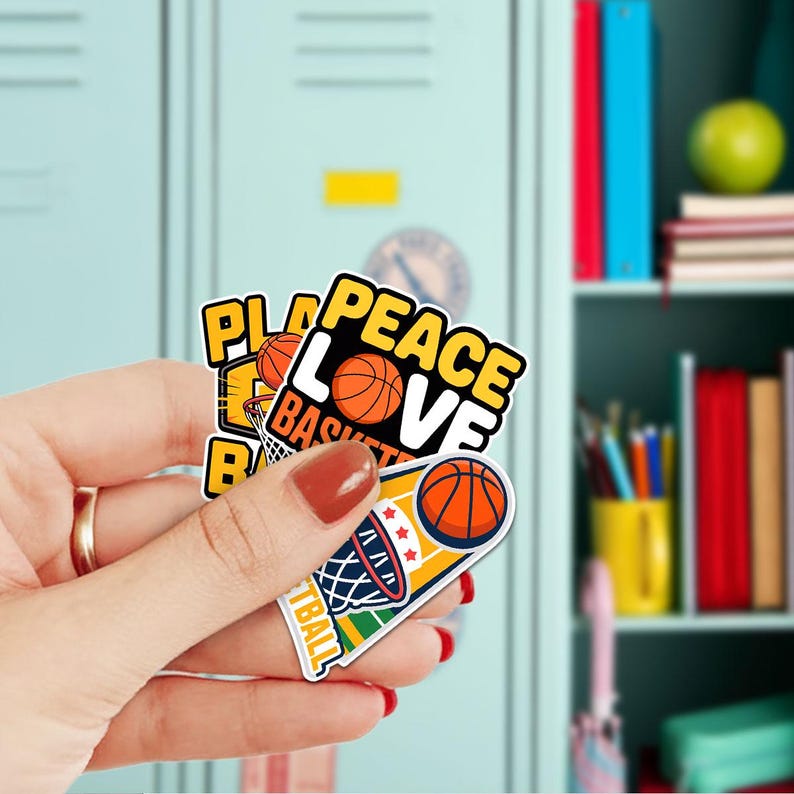COMBO 10 PCS Basketball Stickers, Waterproof Basketball Sticker Pack ...