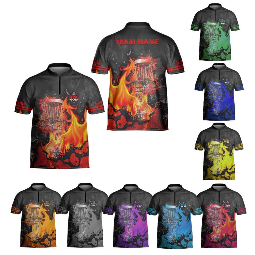 Disc Golf Jersey Shirt: Custom Name and Team Name 3D Flaming Fire ...