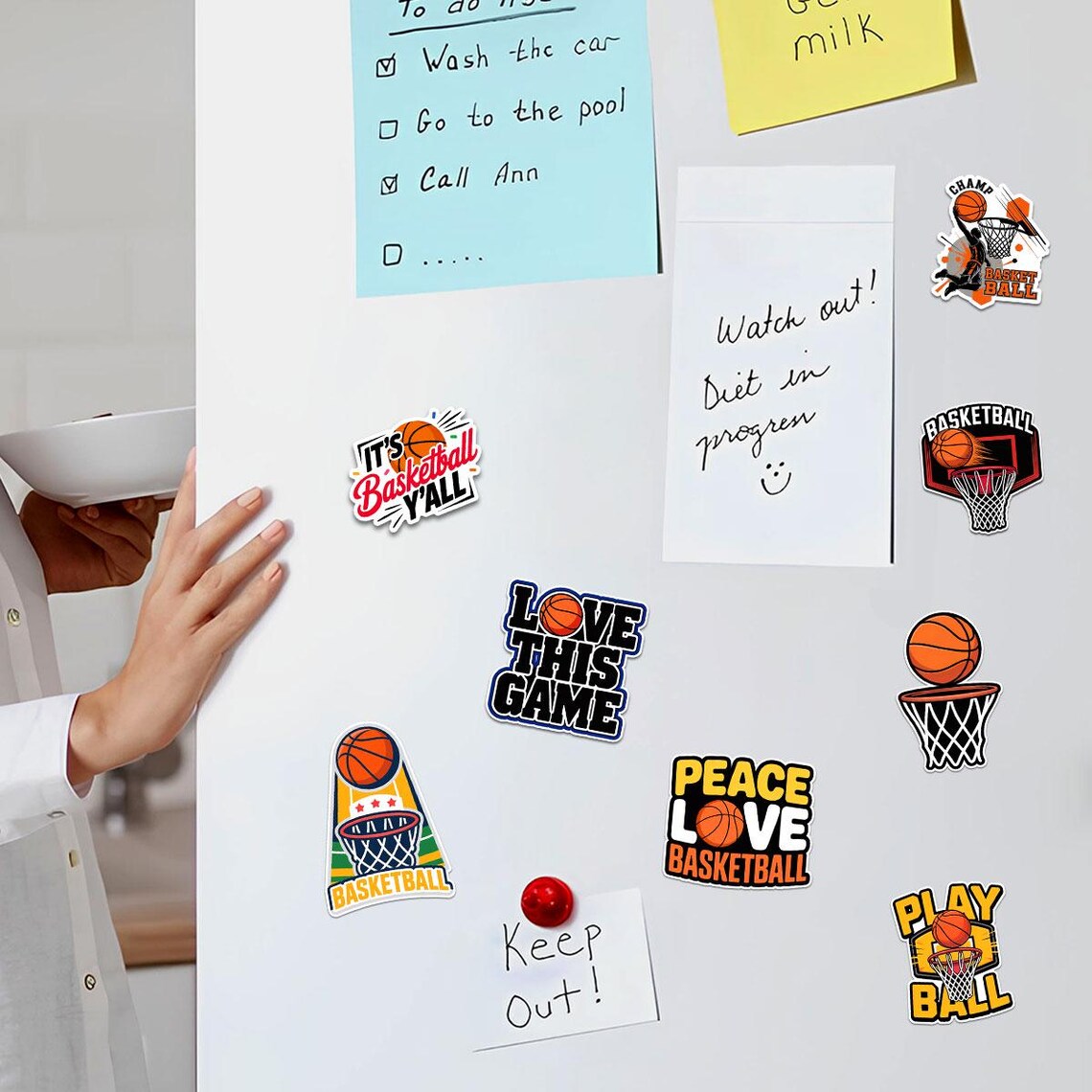 COMBO 10 PCS Basketball Stickers, Waterproof Basketball Sticker Pack ...