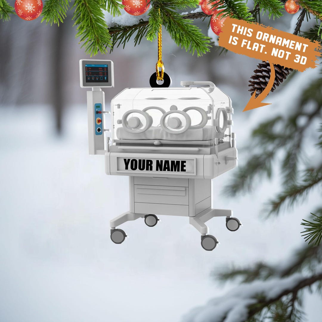 Personalized NICU Incubator 2D FLAT Christmas Ornament, Neonatal Nurse ...