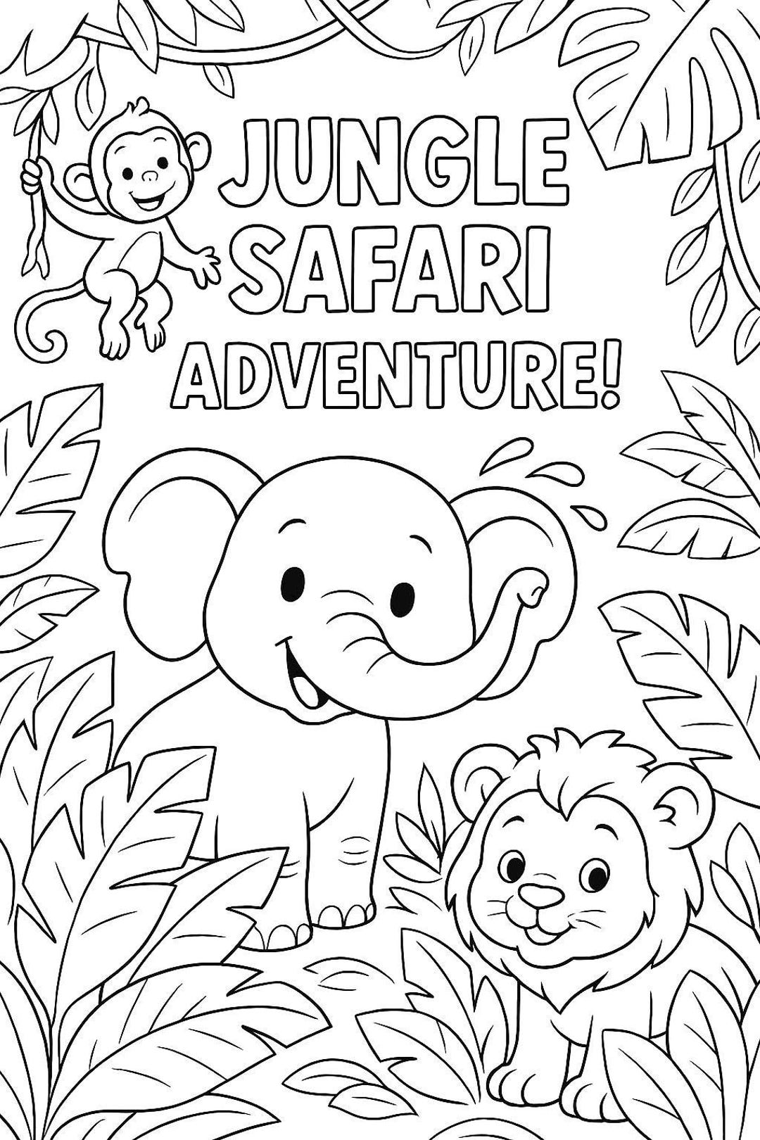 Kids Jungle Safari Coloring Activity Book - 18 Printable PDF Animals ...