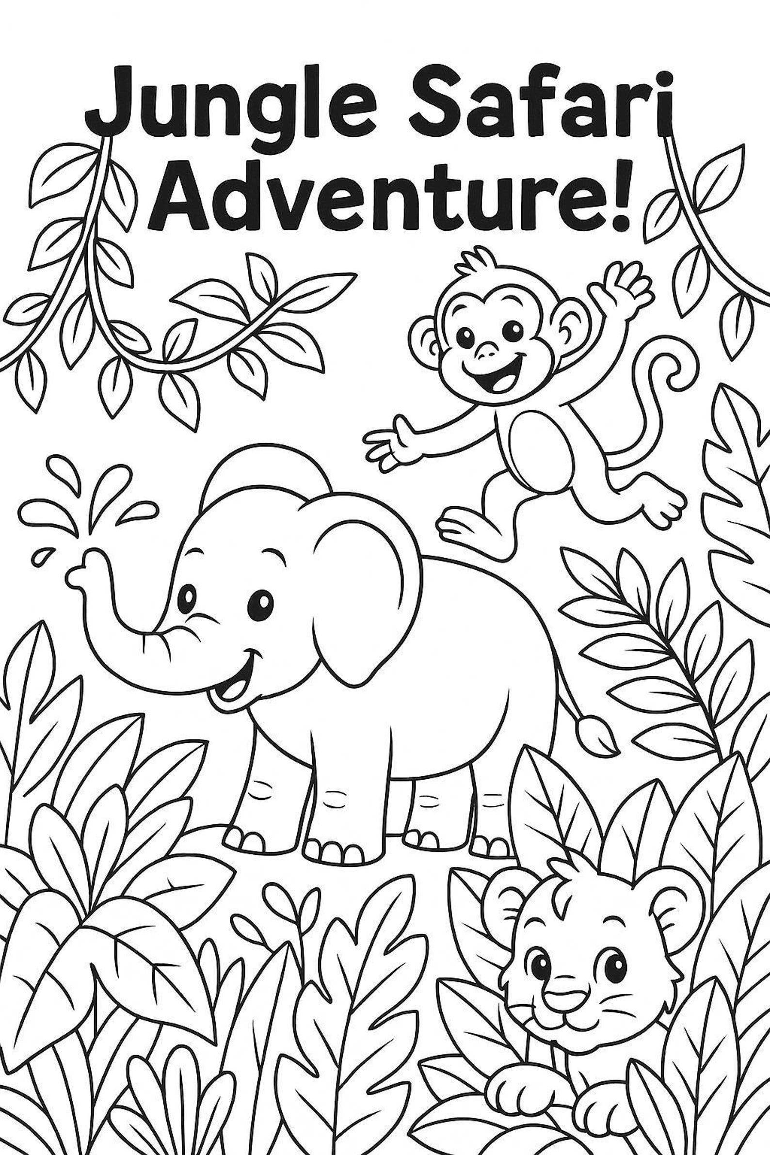 Kids Jungle Safari Coloring Activity Book - 18 Printable PDF Animals ...