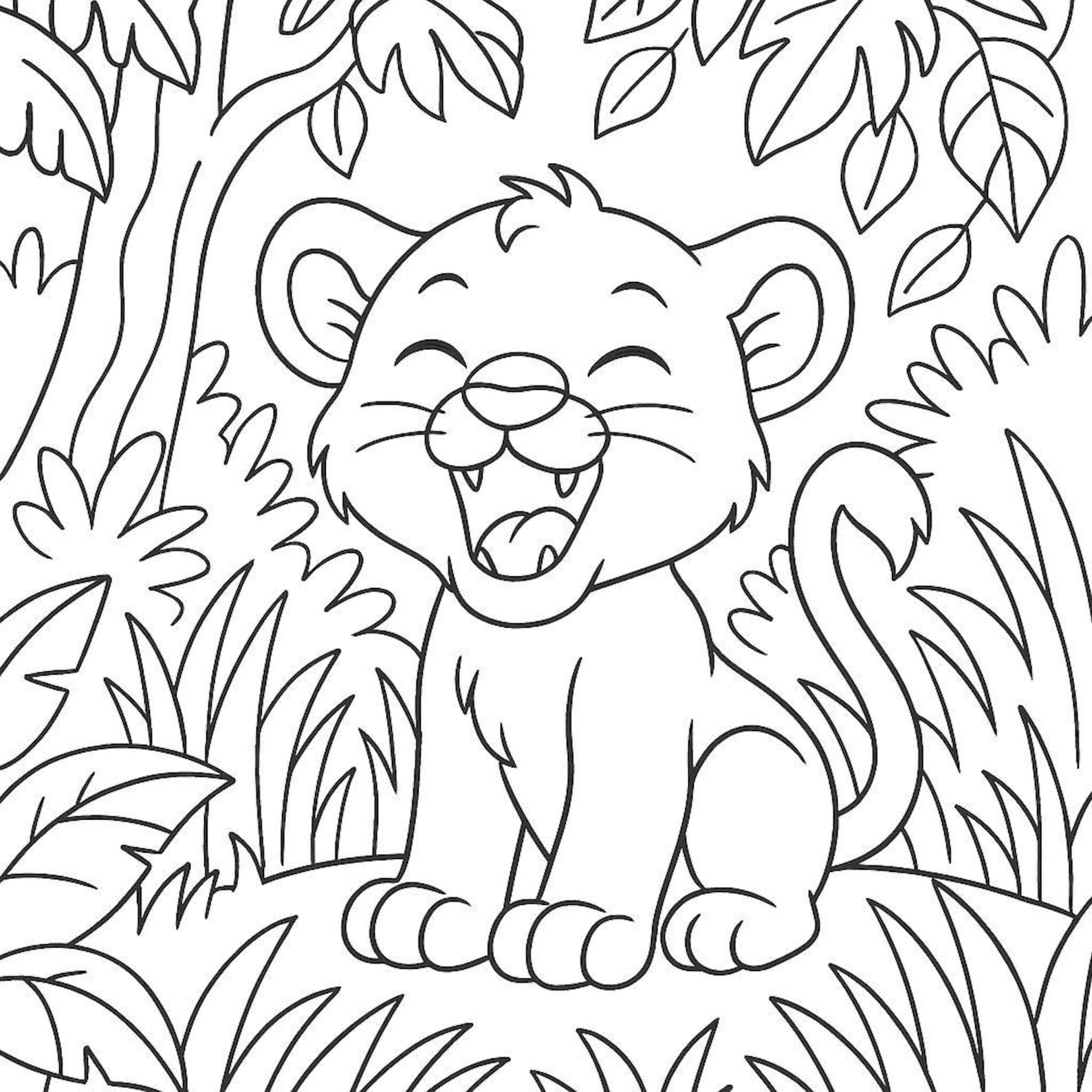 Kids Jungle Safari Coloring Activity Book - 18 Printable PDF Animals ...