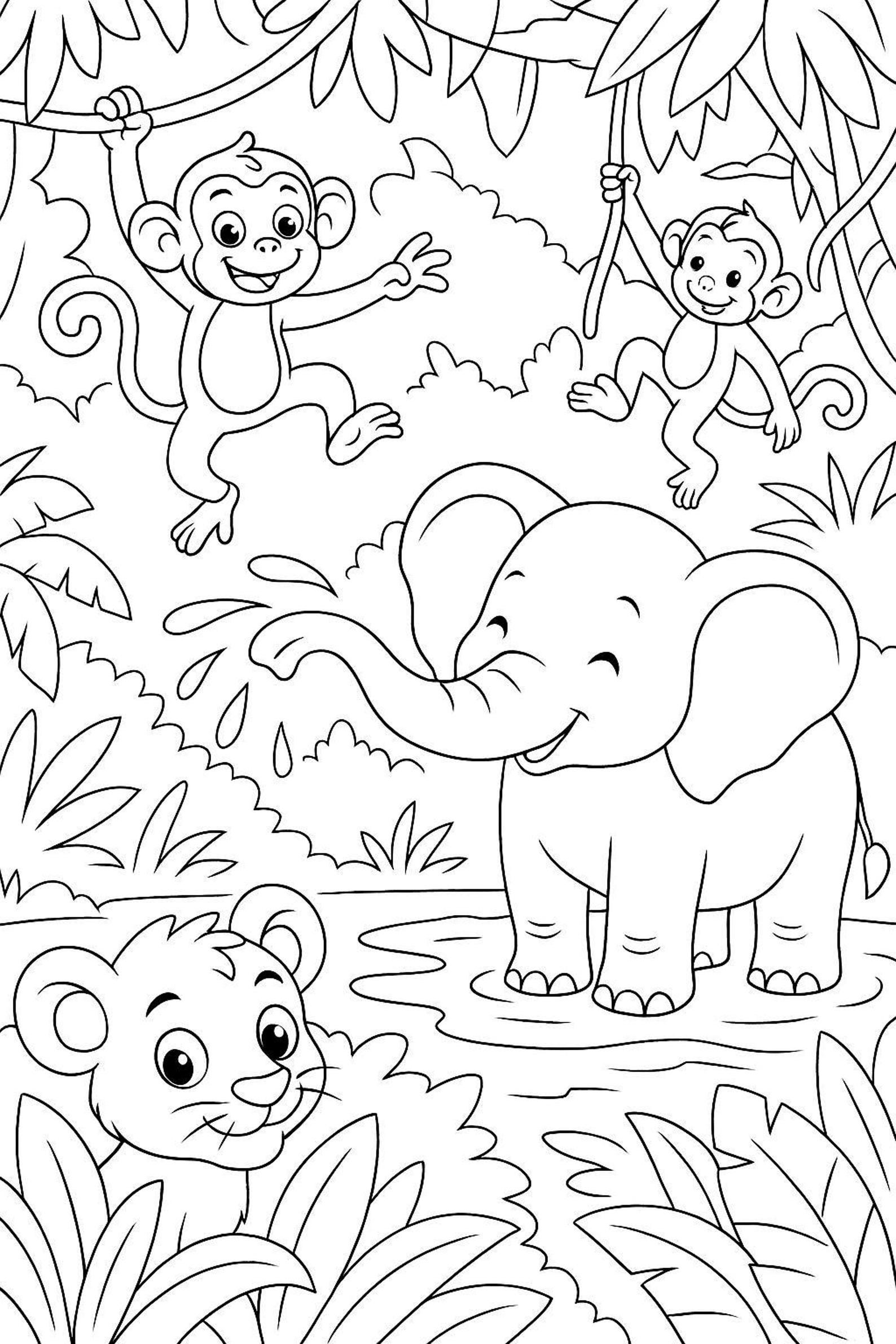 Kids Jungle Safari Coloring Activity Book - 18 Printable PDF Animals ...