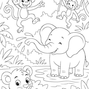 Kids Jungle Safari Coloring Activity Book - 18 Printable PDF Animals ...