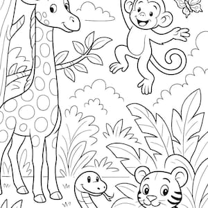 Kids Jungle Safari Coloring Activity Book - 18 Printable PDF Animals ...