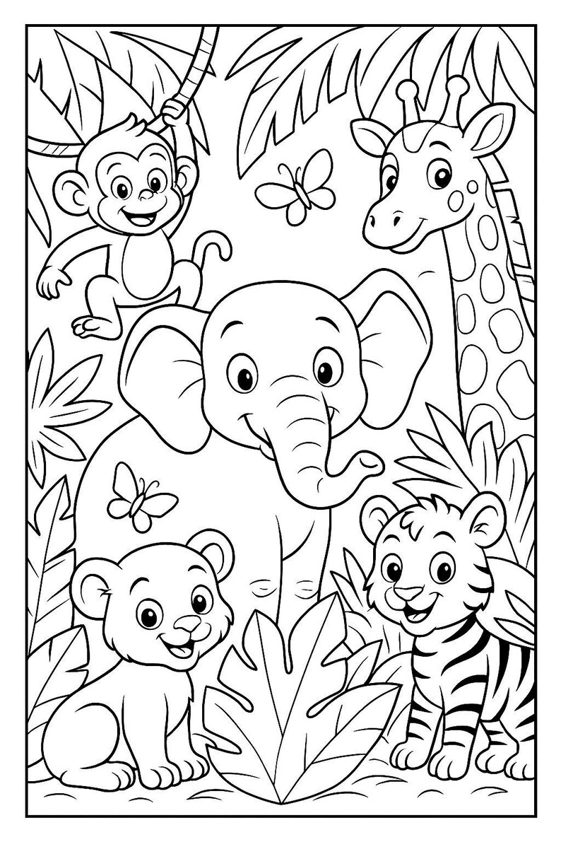 Kids Jungle Safari Coloring Activity Book - 18 Printable Animals ...