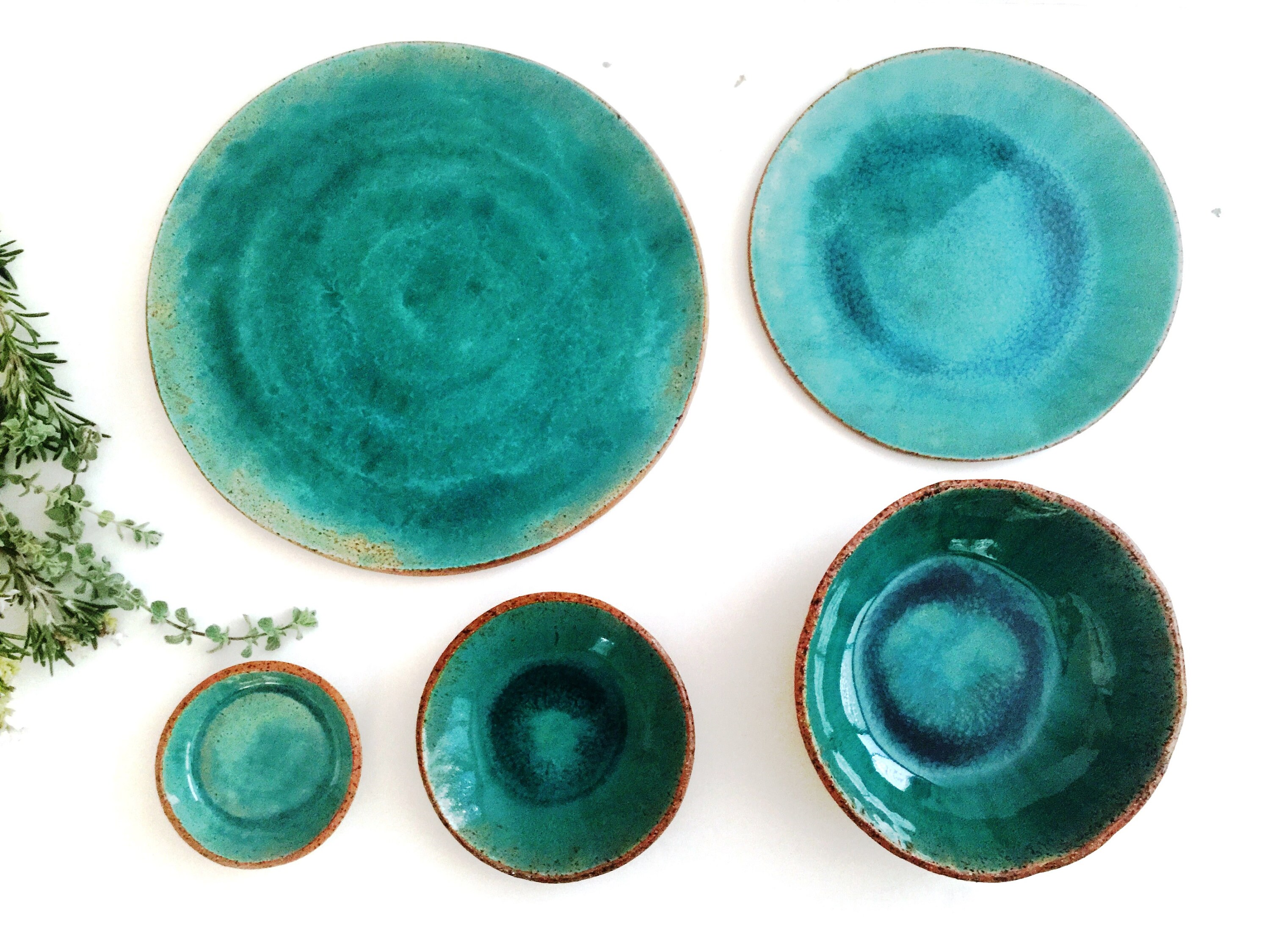 Stoneware Dinnerware Set Handmade Pottery Plates and Bowls | Etsy