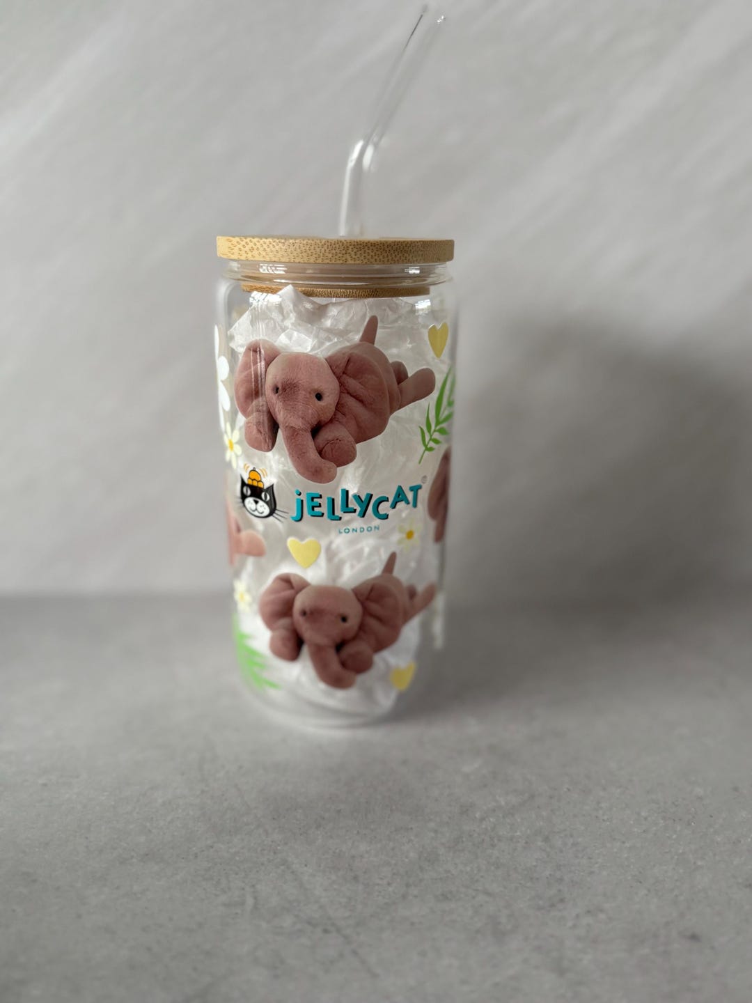 Jellycat Inspired Smudge Elephant Theme Glass Tumbler - Etsy