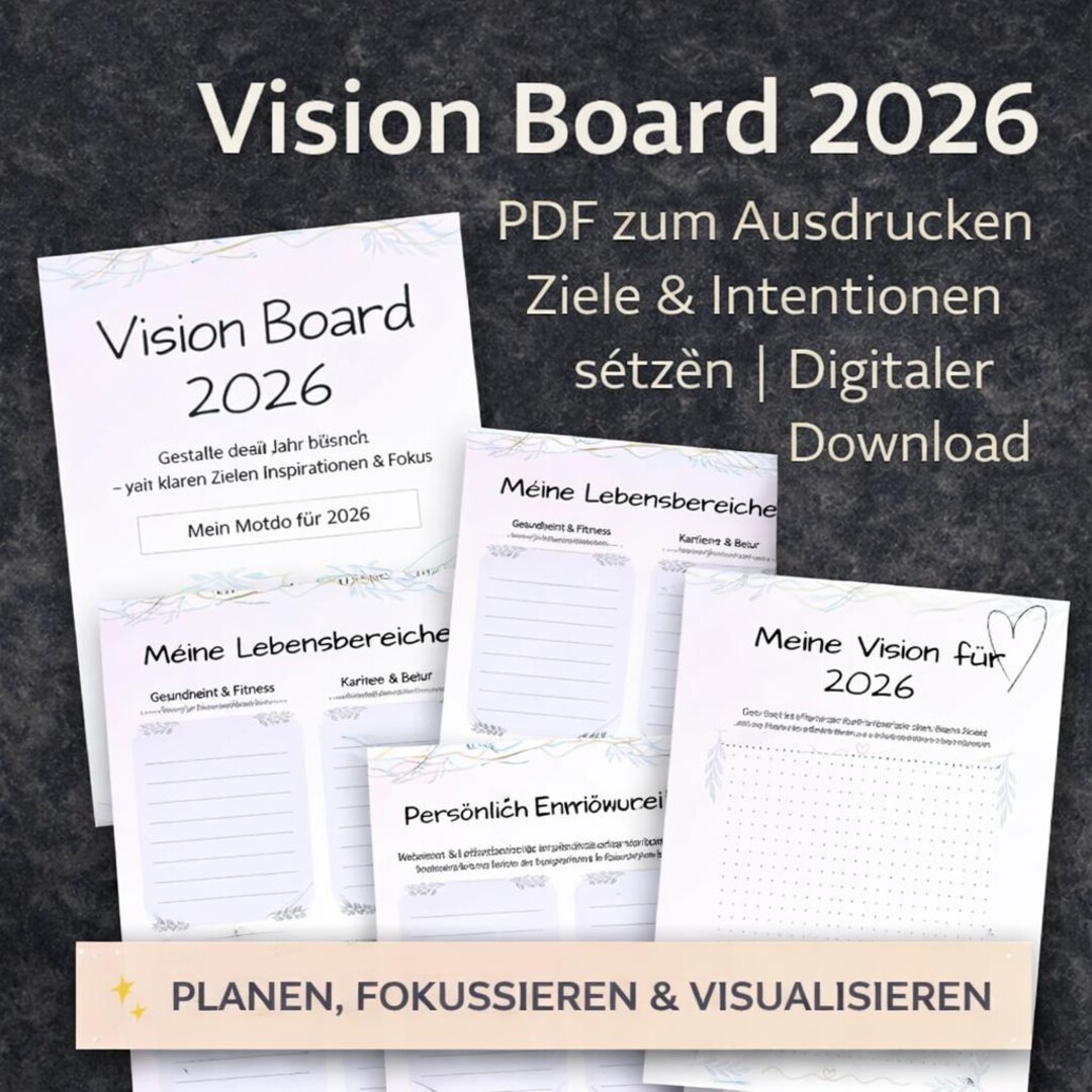 Vision Board 2026 PDF for Printing | Setting Goals & Intentions ...