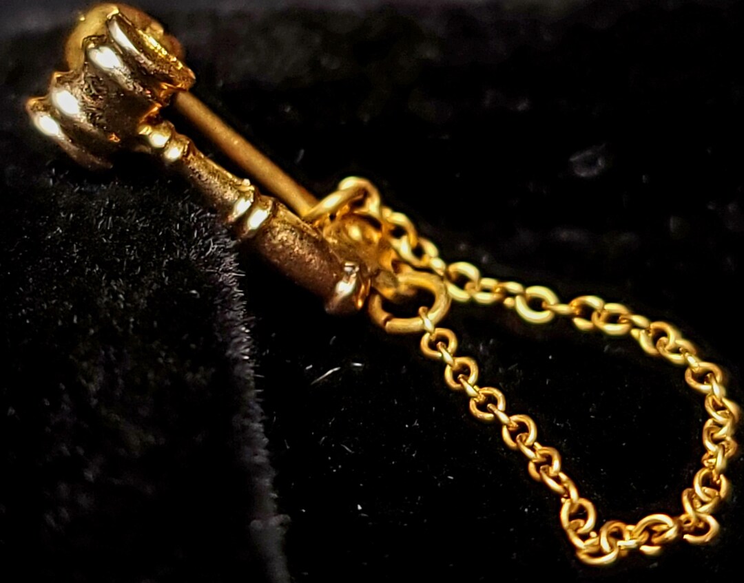 Tiny 10K Gold Gavel Pin With Chain – Vintage Judge or Lawyer Lapel ...
