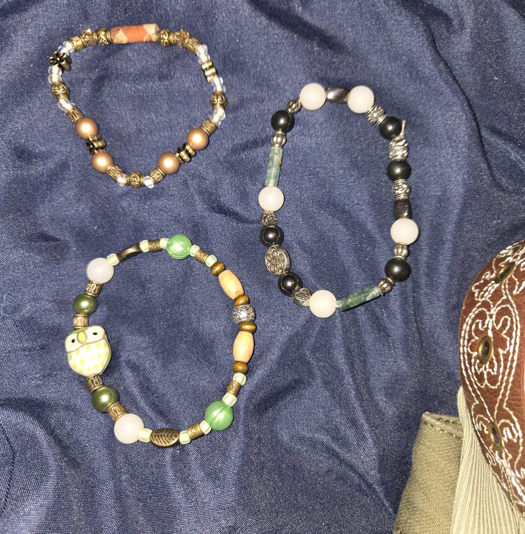 Earthy Girl Bracelets, Set of Three, OOAK, Unique Gift, Boho, Hippie ...