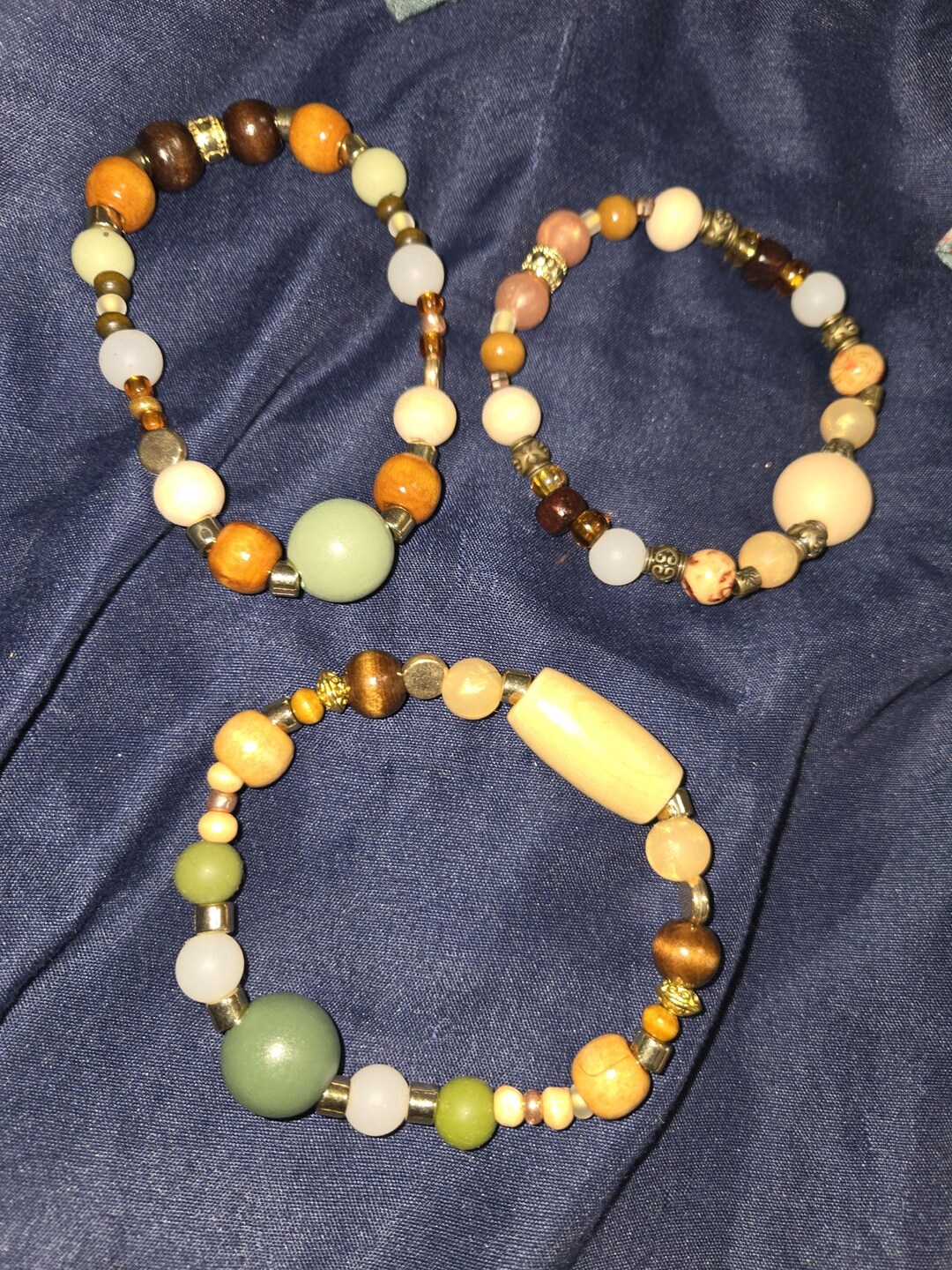 Earthy Girl Bracelets, Set of Three, OOAK, Unique Gift, Boho, Hippie ...
