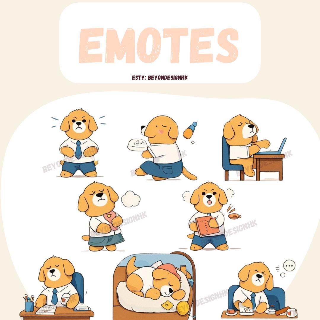 Cartoon Cute GOLDEN RETRIEVER Emotes | 8 Emotes | Emote Pack ...