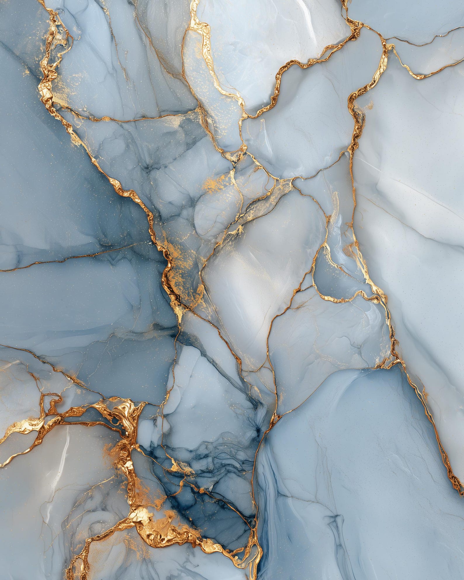 Gray Blue Marble Wall Art Prints: Gold Abstract Decor (digital Download ...