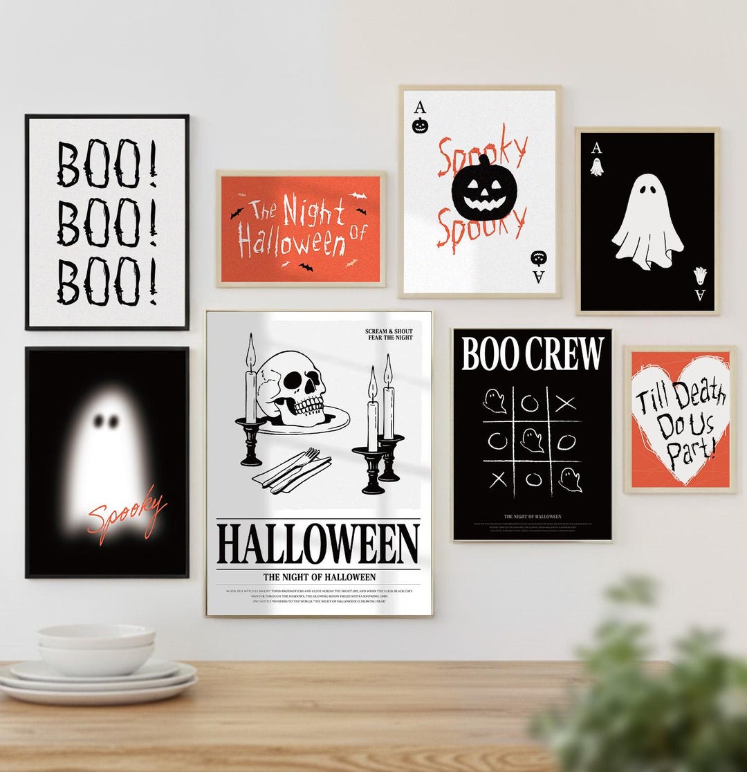 Spooky Halloween Art Prints: Set of 8, Home Decor (digital Download) - Etsy