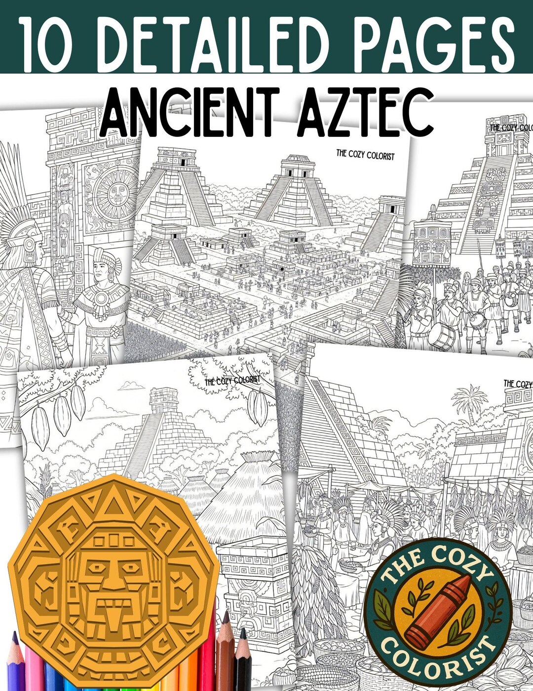 Historical Aztec Coloring Pages: Historical Line Art Printables for ...