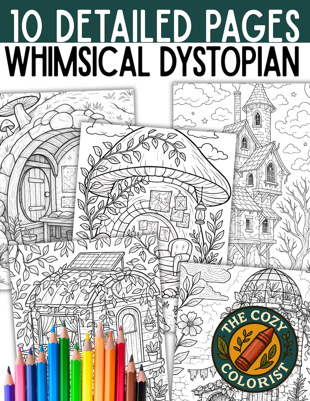 10 Dystopian Architecture Coloring Pages: Cozy Apocalypse Line Art (PDF ...