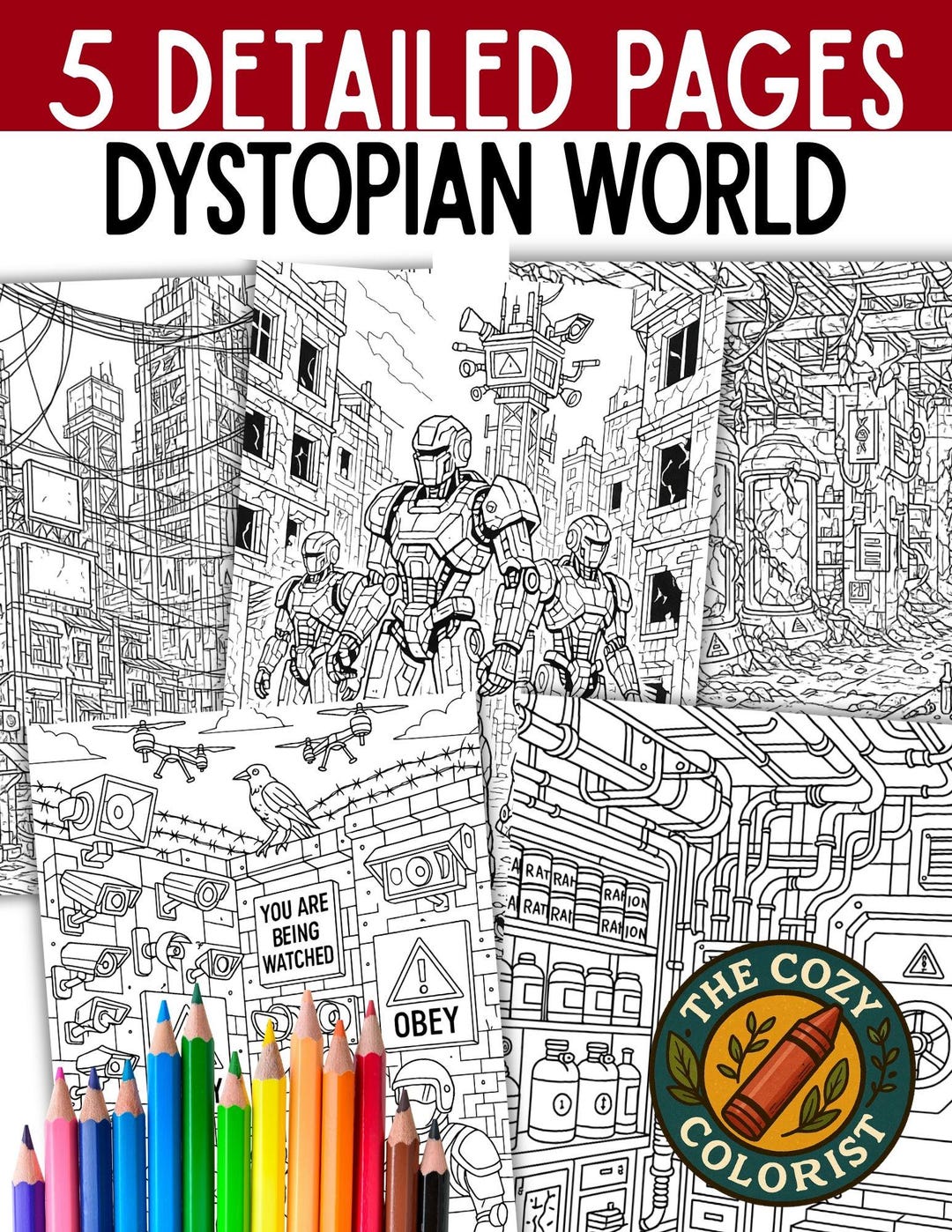 Dystopian Coloring Pages for Adults – Printable Sci-fi & Post ...