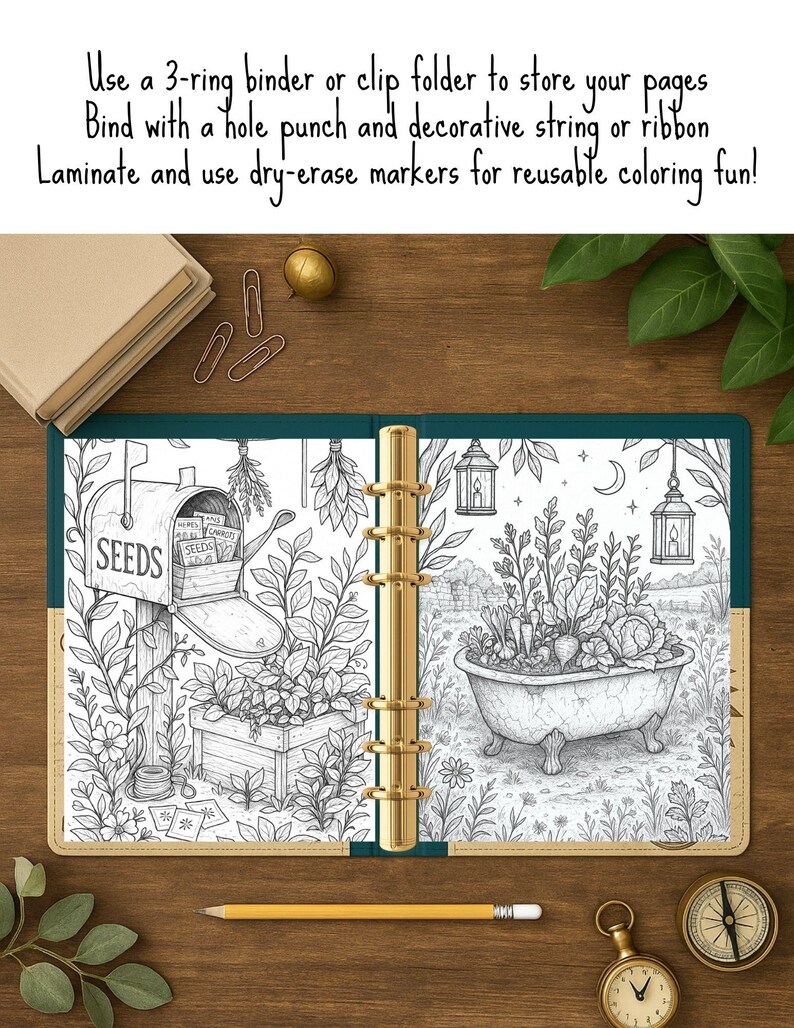 5 Dystopian Garden Coloring Pages: Maximalist Ruins Line Art (PDF ...