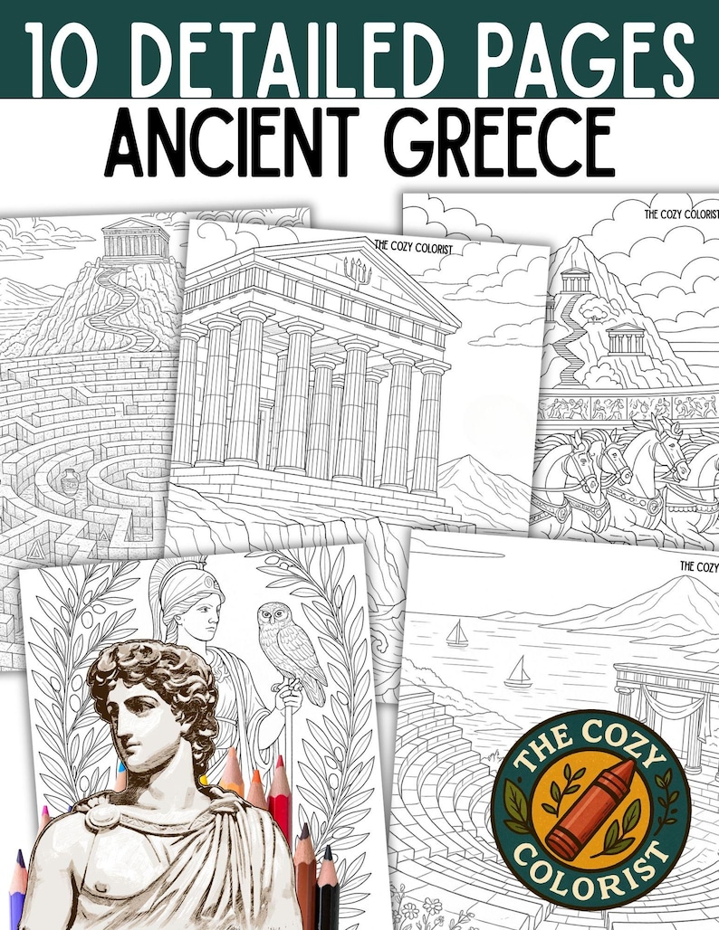 Ancient Greece Coloring Pages: Detailed Landscapes (PDF Download) - Etsy
