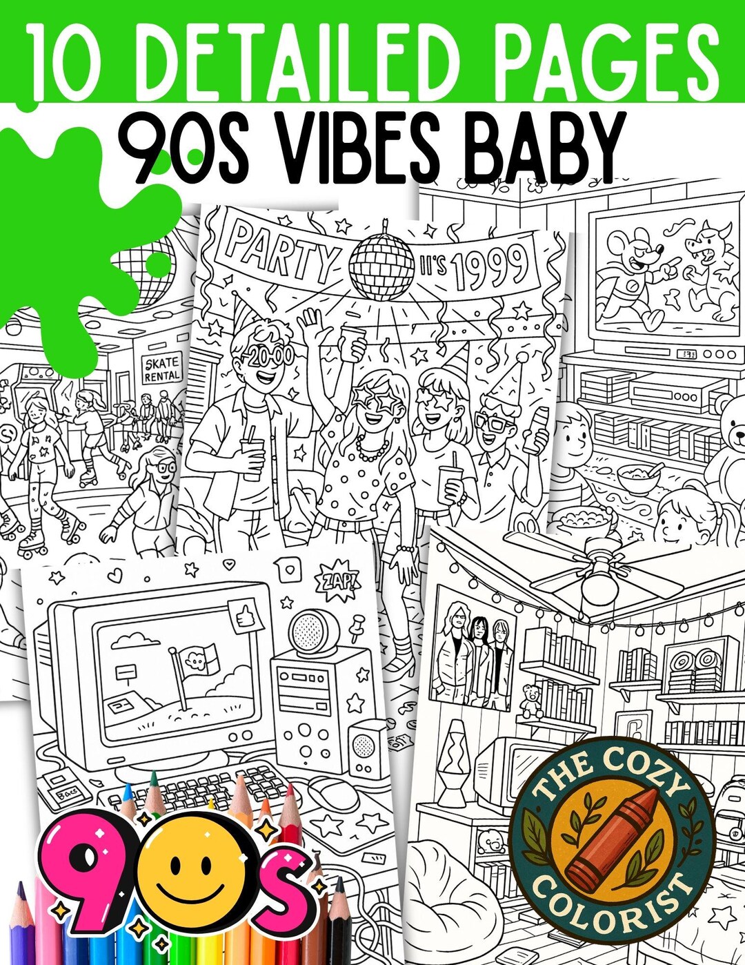 90s Nostalgia Coloring Pages: Retro Y2K Printable Art (PDF Download) - Etsy