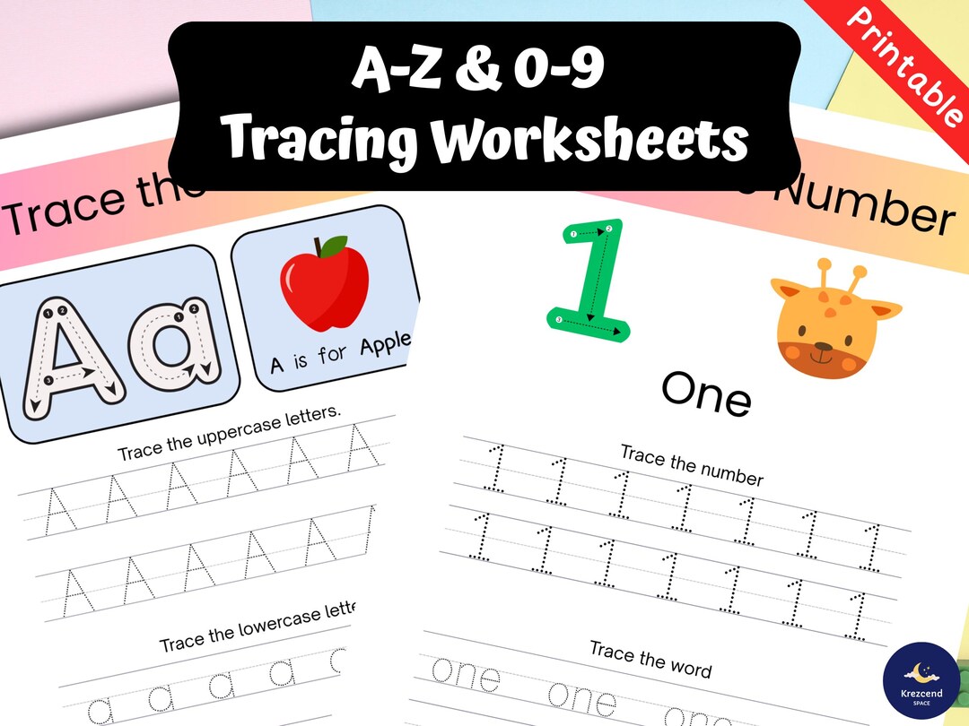 Alphabet and Number Tracing Worksheets | A-Z & 0-9 | Digital Download ...