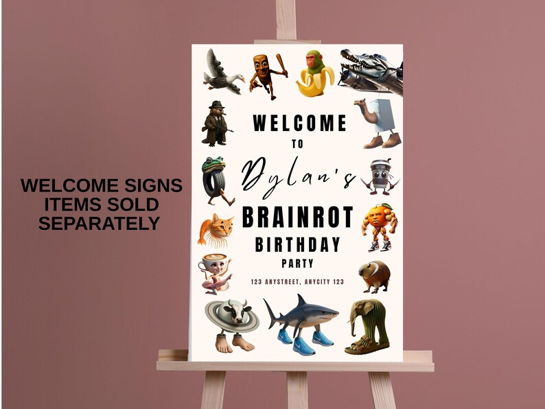 Italian Brainrot Table Signs Template Editable Viral Funny Meme ...