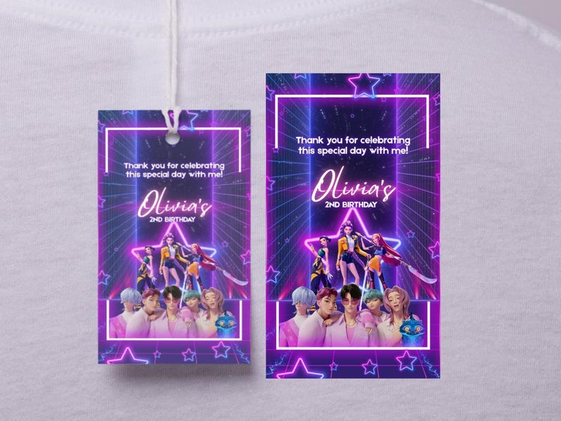 K-POP Demon Hunters Huntrix Saja Editable Printable Birthday Favor Tag ...