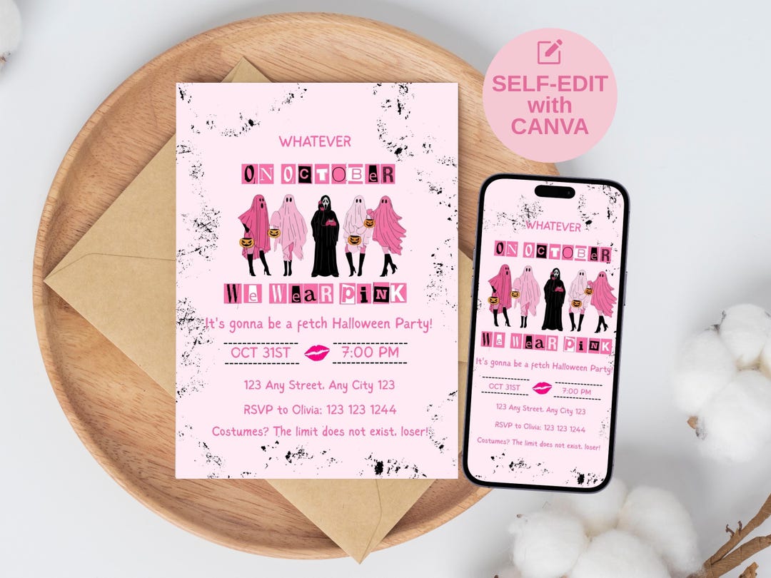 Editable Mean Girls Halloween Party Invitation Template Girls Night Out ...