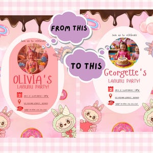 Labubu Birthday Invitation Card Template Custom Labubu Digital Download ...