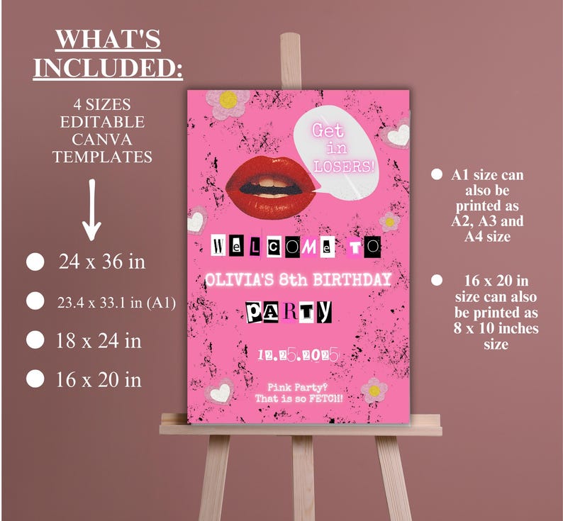 Mean Girls Party Welcome Sign Template Editable Burn Book Inspired ...