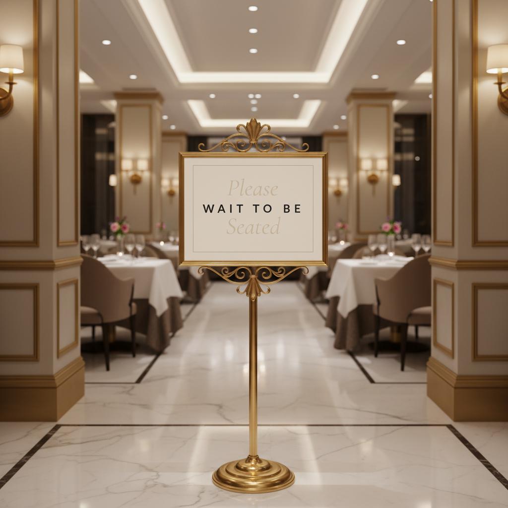 Neutral Minimal “please Wait to Be Seated” Sign Template | Restaurant ...