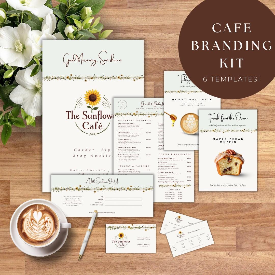 Café Branding Kit | Editable Canva Templates for Coffee Shops ...