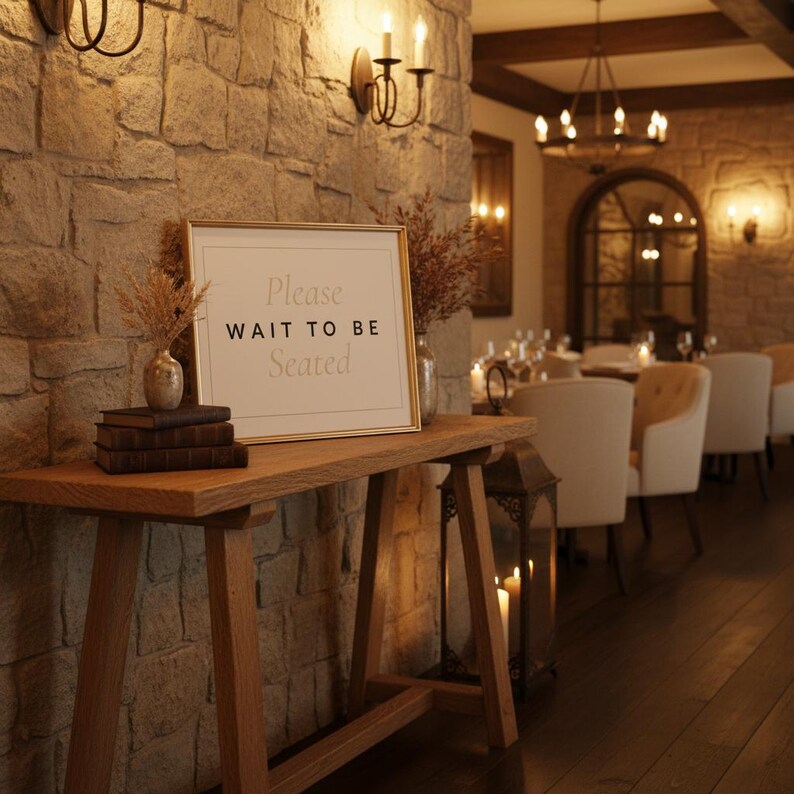 Neutral Minimal “please Wait to Be Seated” Sign Template | Restaurant ...