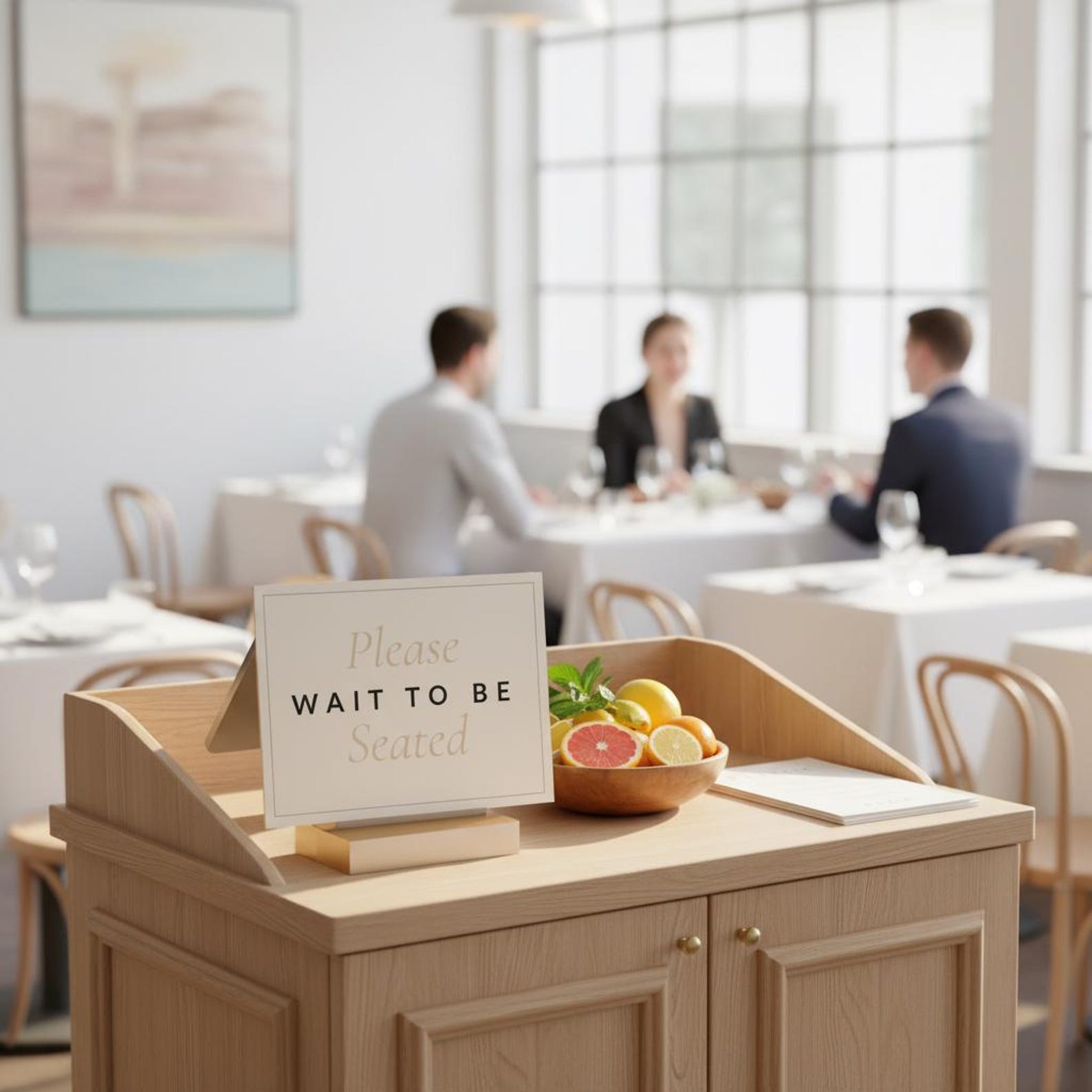 Neutral Minimal “please Wait to Be Seated” Sign Template | Restaurant ...