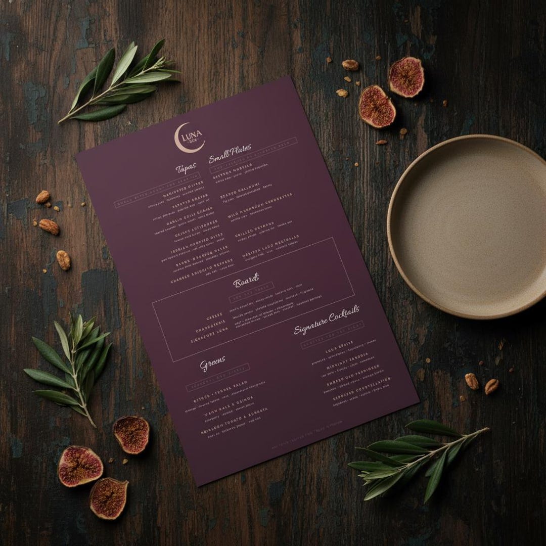 Tapas Restaurant Menu Template • Chic Modern Cocktail Lounge Menu ...