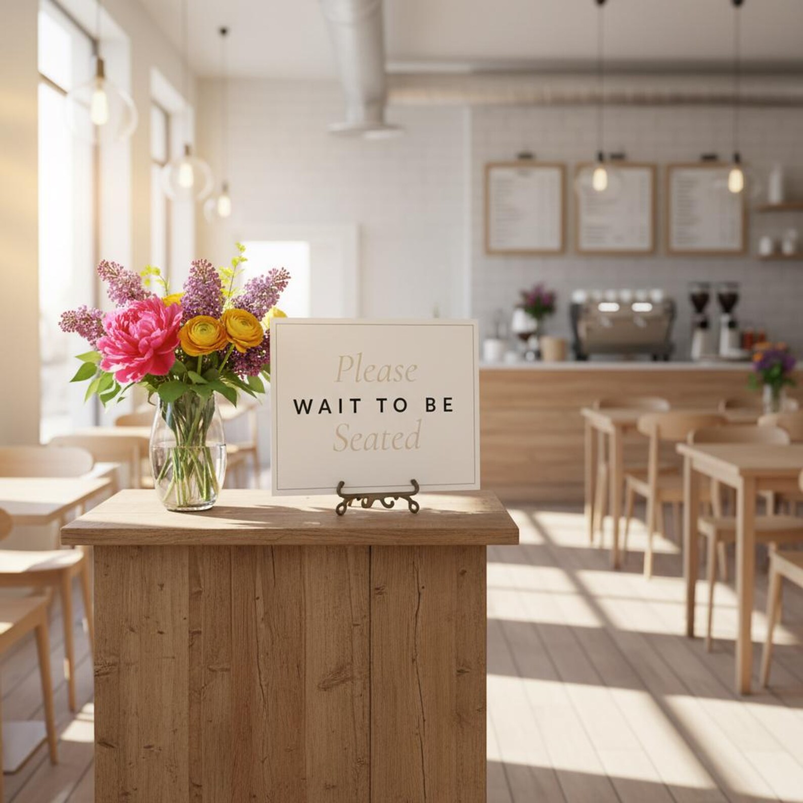 Neutral Minimal “please Wait to Be Seated” Sign Template | Restaurant ...