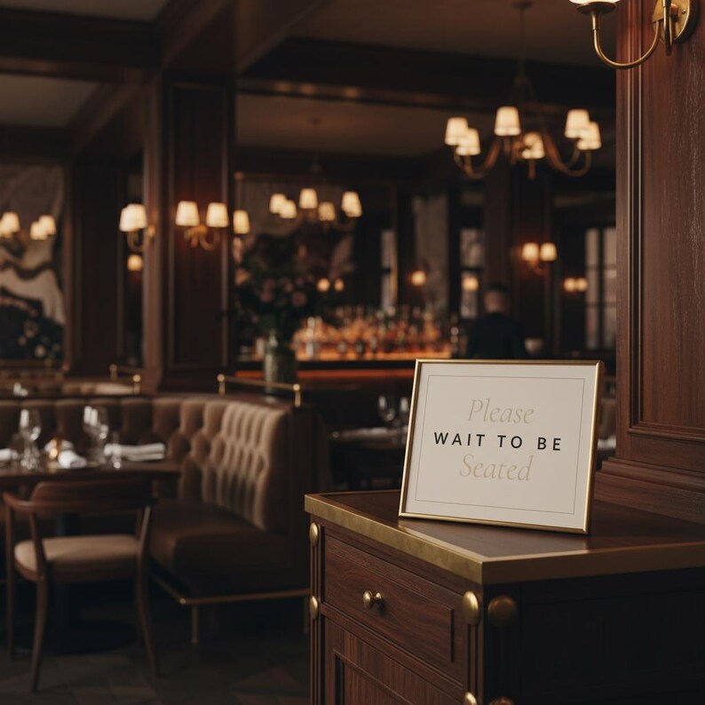 Neutral Minimal “please Wait to Be Seated” Sign Template | Restaurant ...