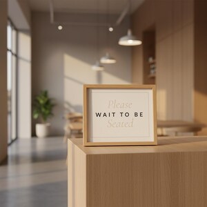 Neutral Minimal “please Wait to Be Seated” Sign Template | Restaurant ...