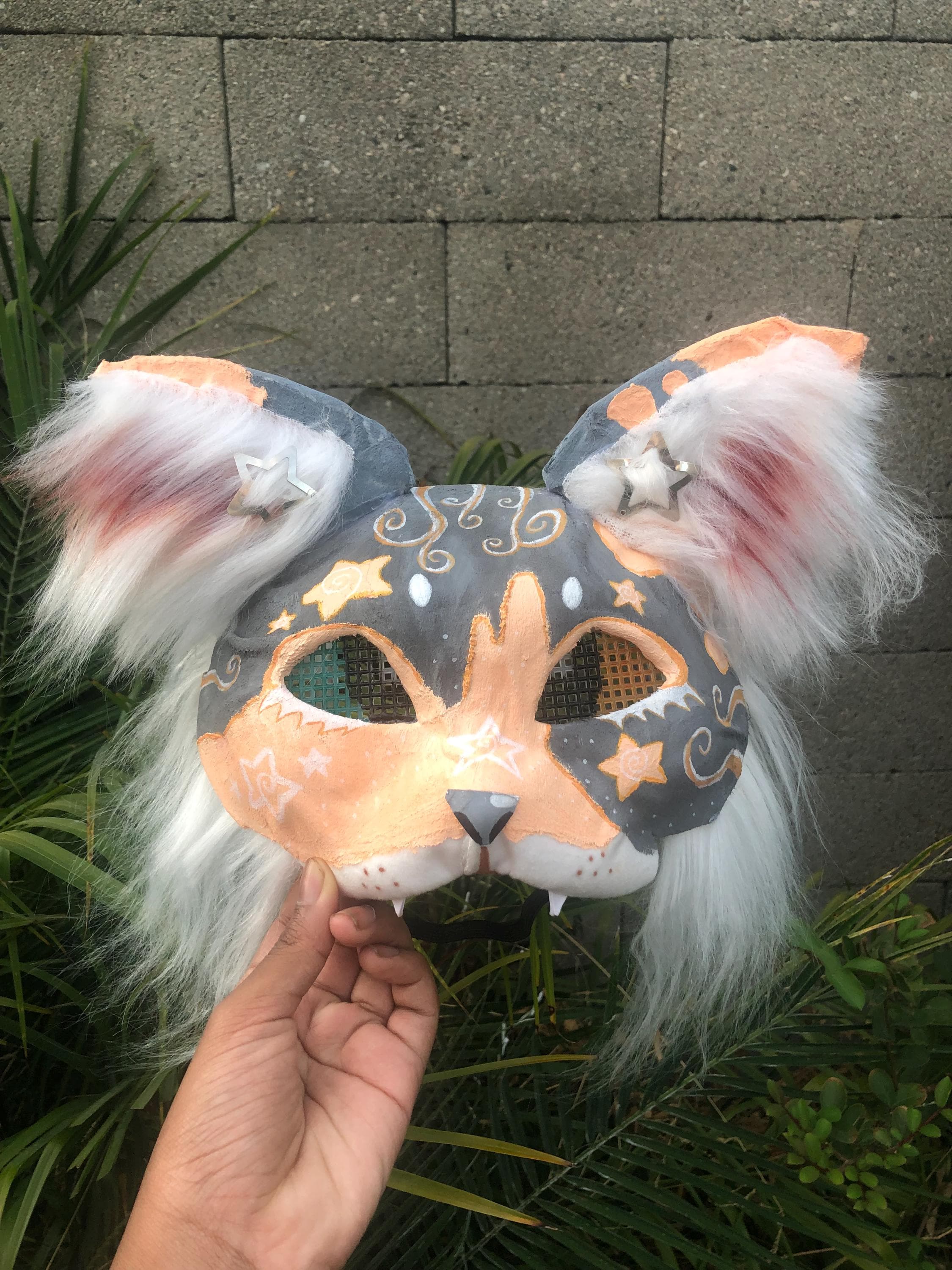 Dilute Calico Therian Cat Mask, Quadrobics Mask, Furry Mask, Fursuit ...