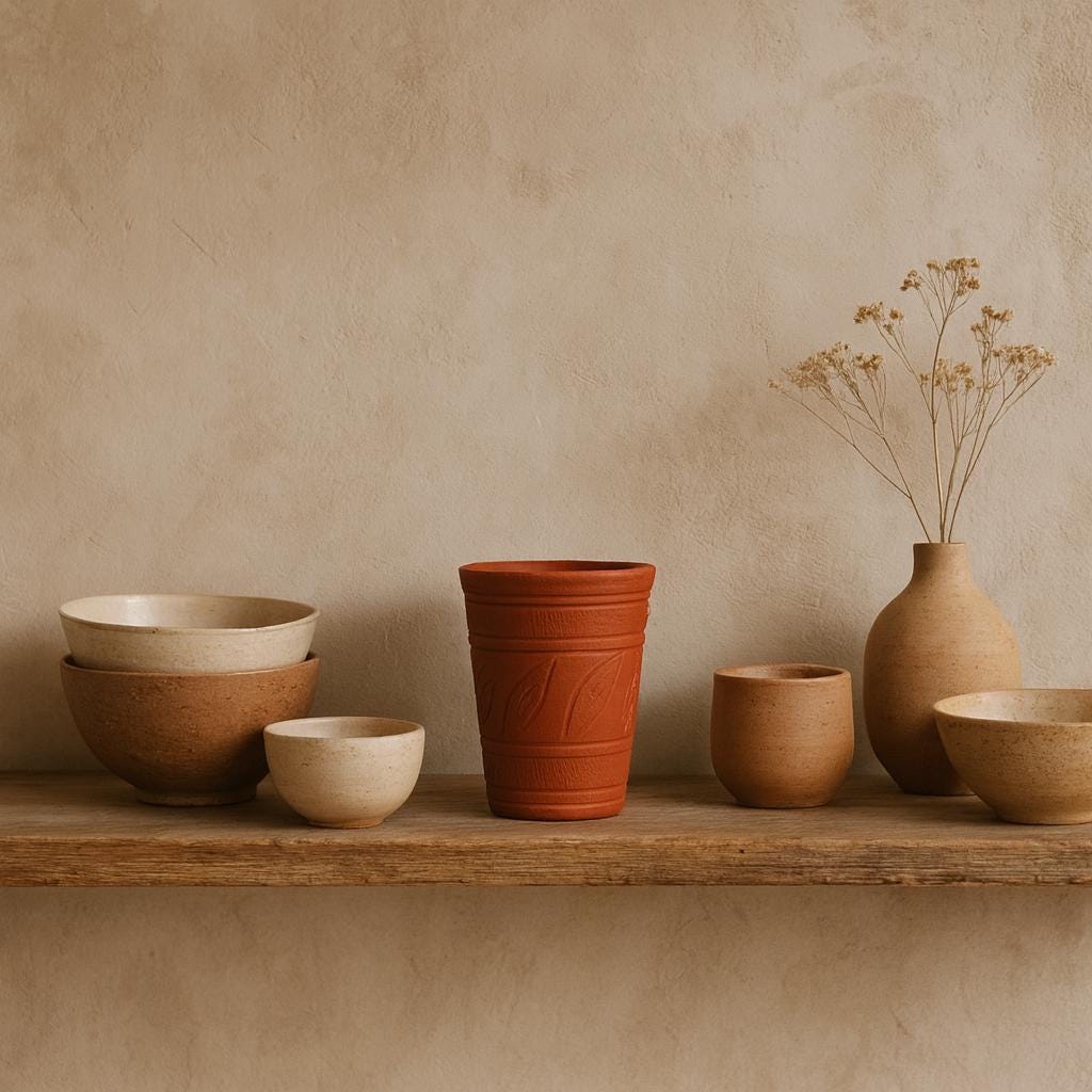 Handmade Terracotta Clay Mug | Eco-friendly Tumbler for Tea & Coffee ...