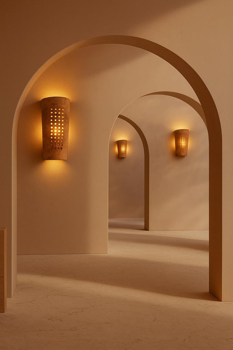 Handcrafted Terracotta Wall Light – Artisan Clay Sconce | Wabi-sabi ...