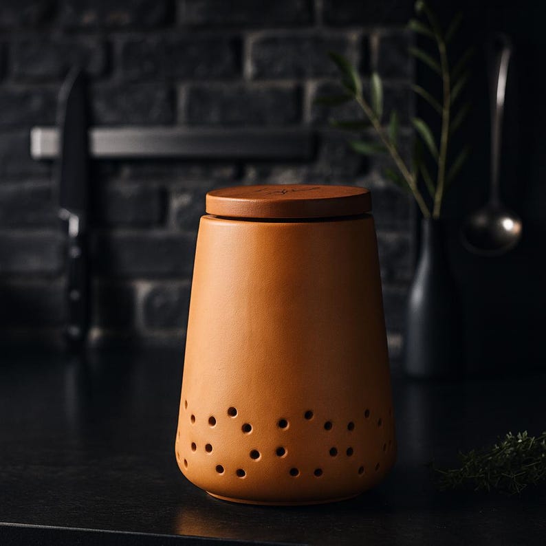 Handmade Terracotta Vegetable Storage Jar – Ventilated Onion Keeper ...