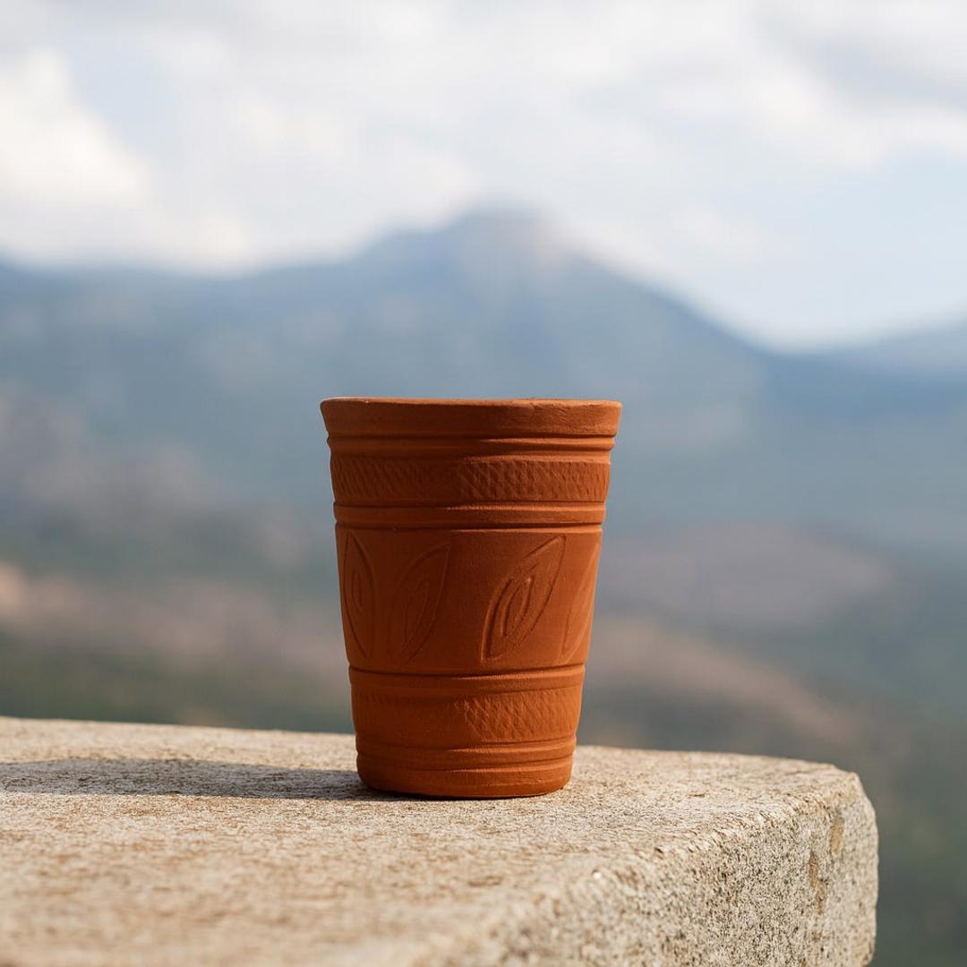 Handmade Terracotta Clay Mug | Eco-friendly Tumbler for Tea & Coffee ...