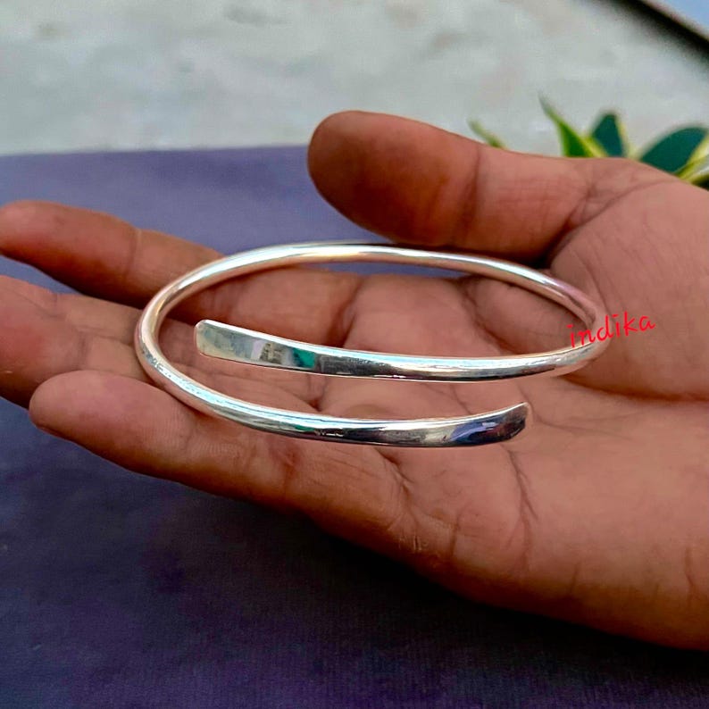 Silver Bangle – Sterling Silver Bracelet, Minimalist Boho Jewelry ...